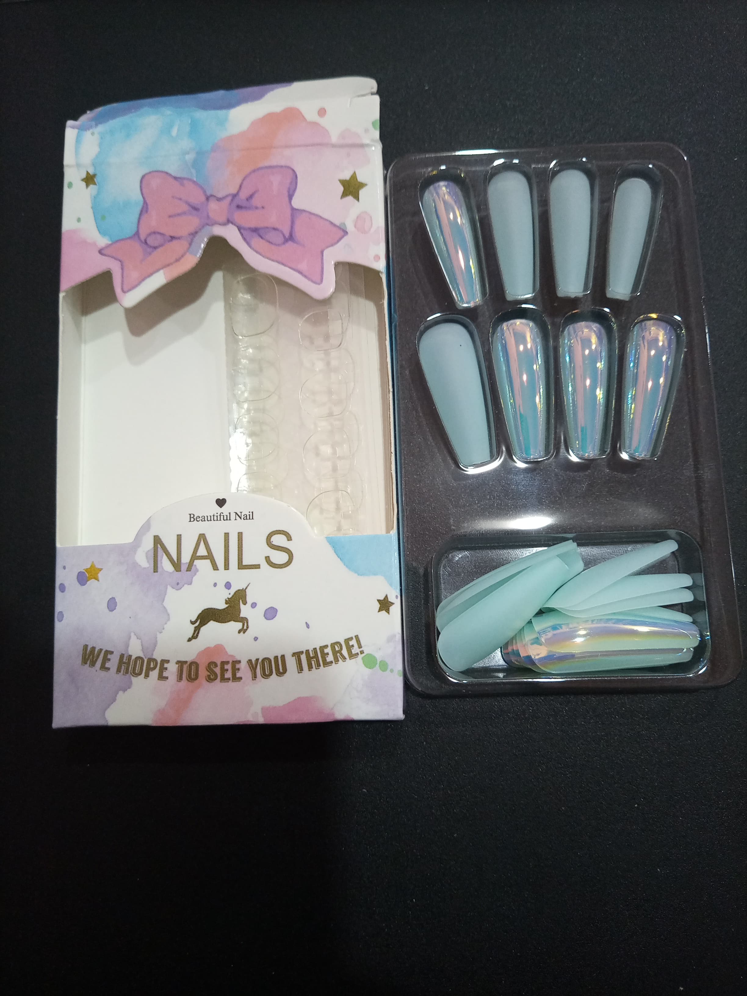 New Design Coffin Shape Nails 24 Beautiful nails Matte & Mirror Shine ...