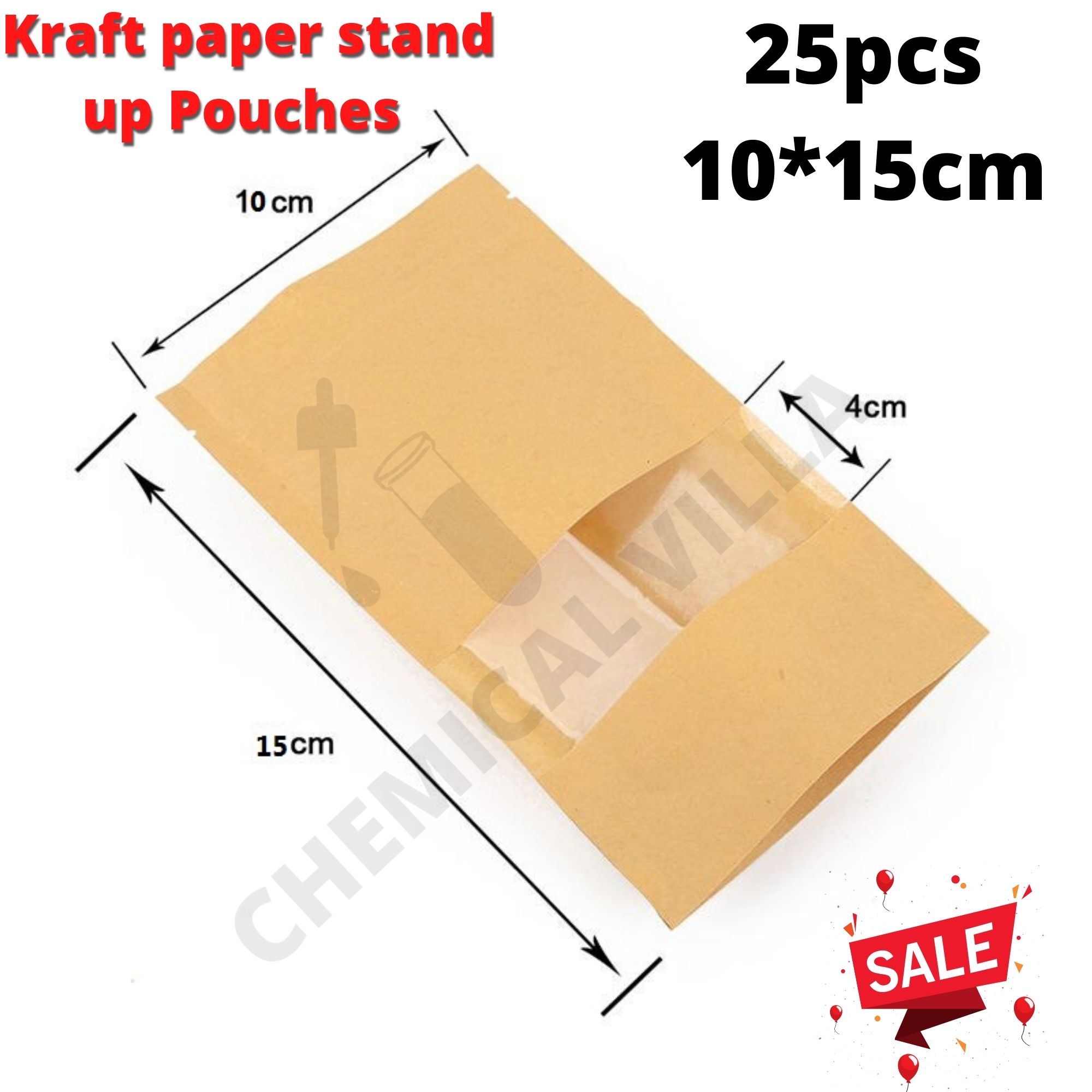 10x15 cm pack of 50/25 pcs Lot Brown kraft paper stand up pouch, craft ...