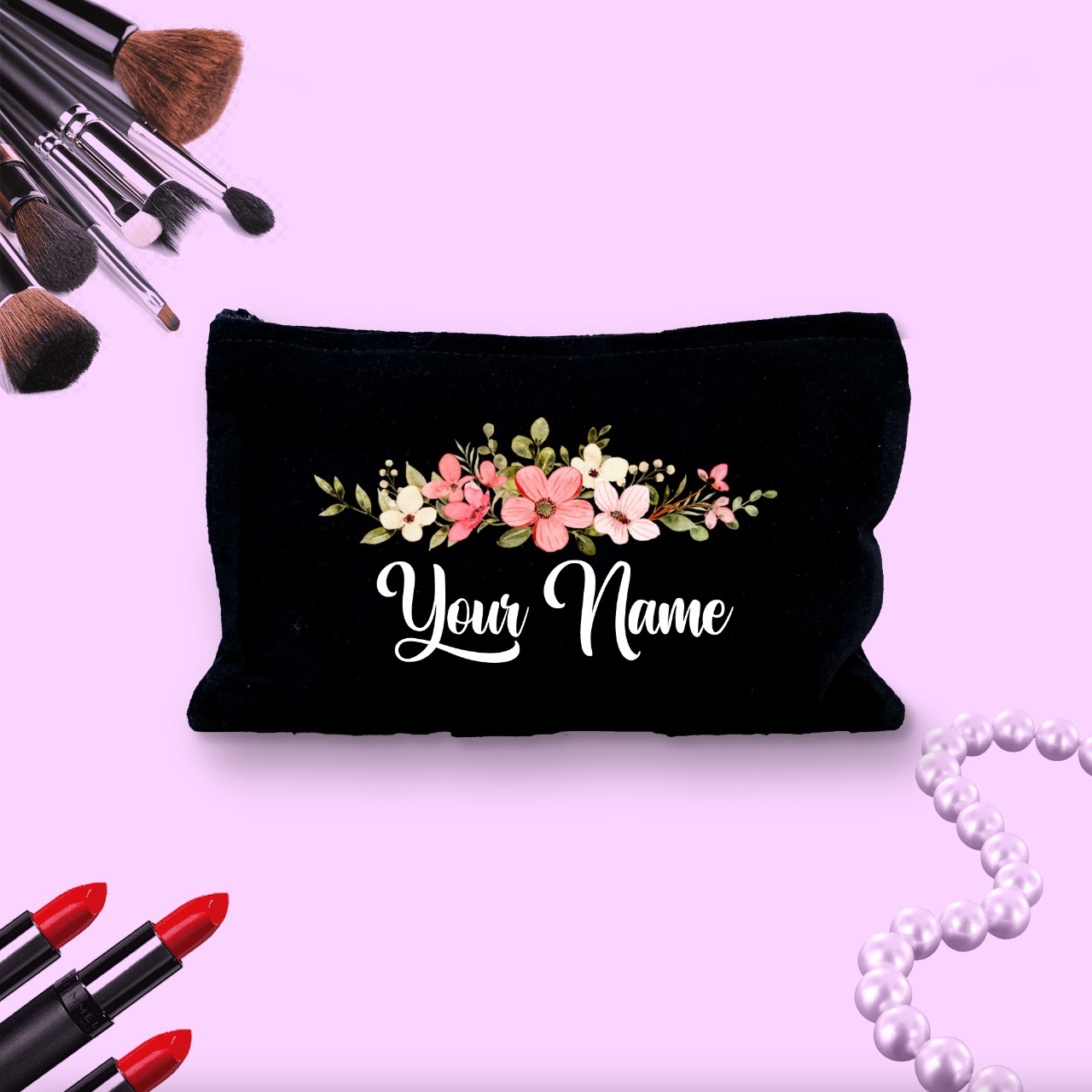 Name/Logo FLOWER Custmized Geometey Pouch Pencil / Pen Pouch (Digitally ...