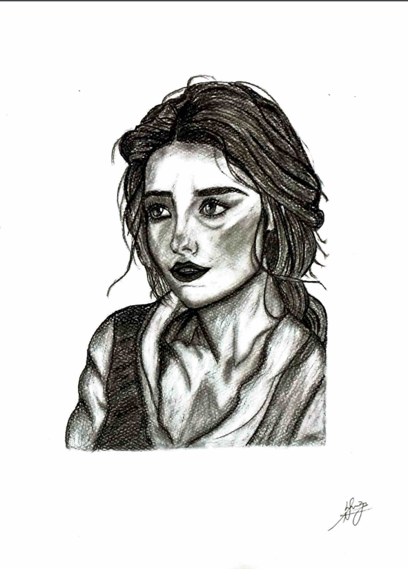 Hand drawn drawing with black raw pencil on paper, fine paper, for ...