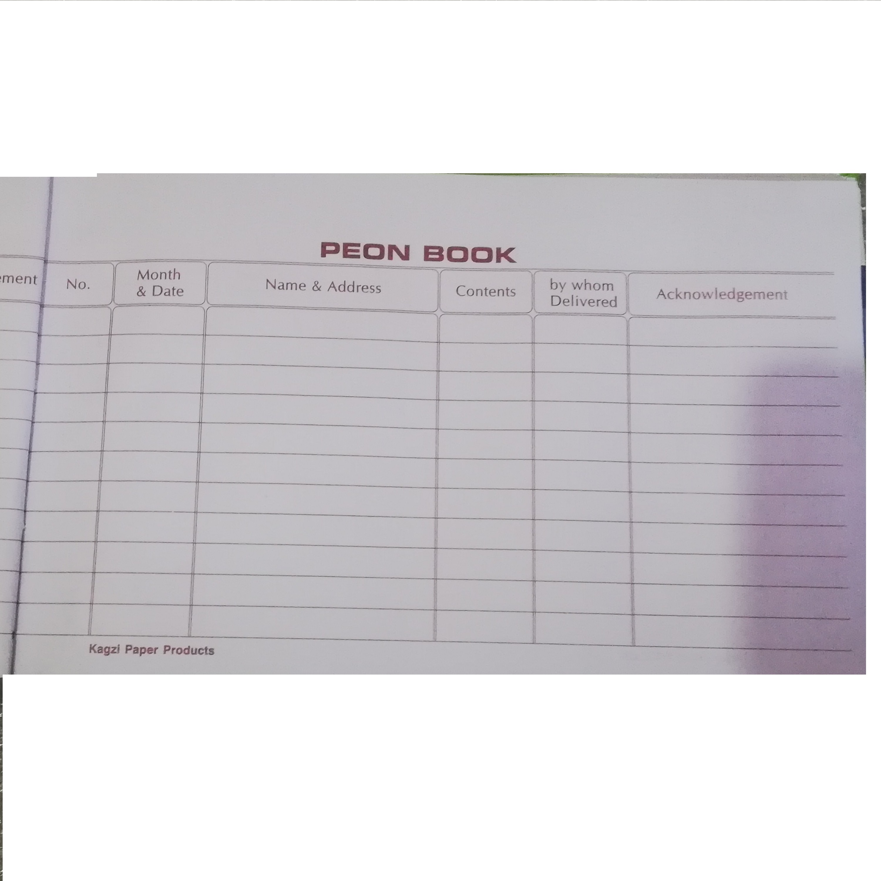 Peon Book, Acknowledgement Book for acknowledging the work done, record ...