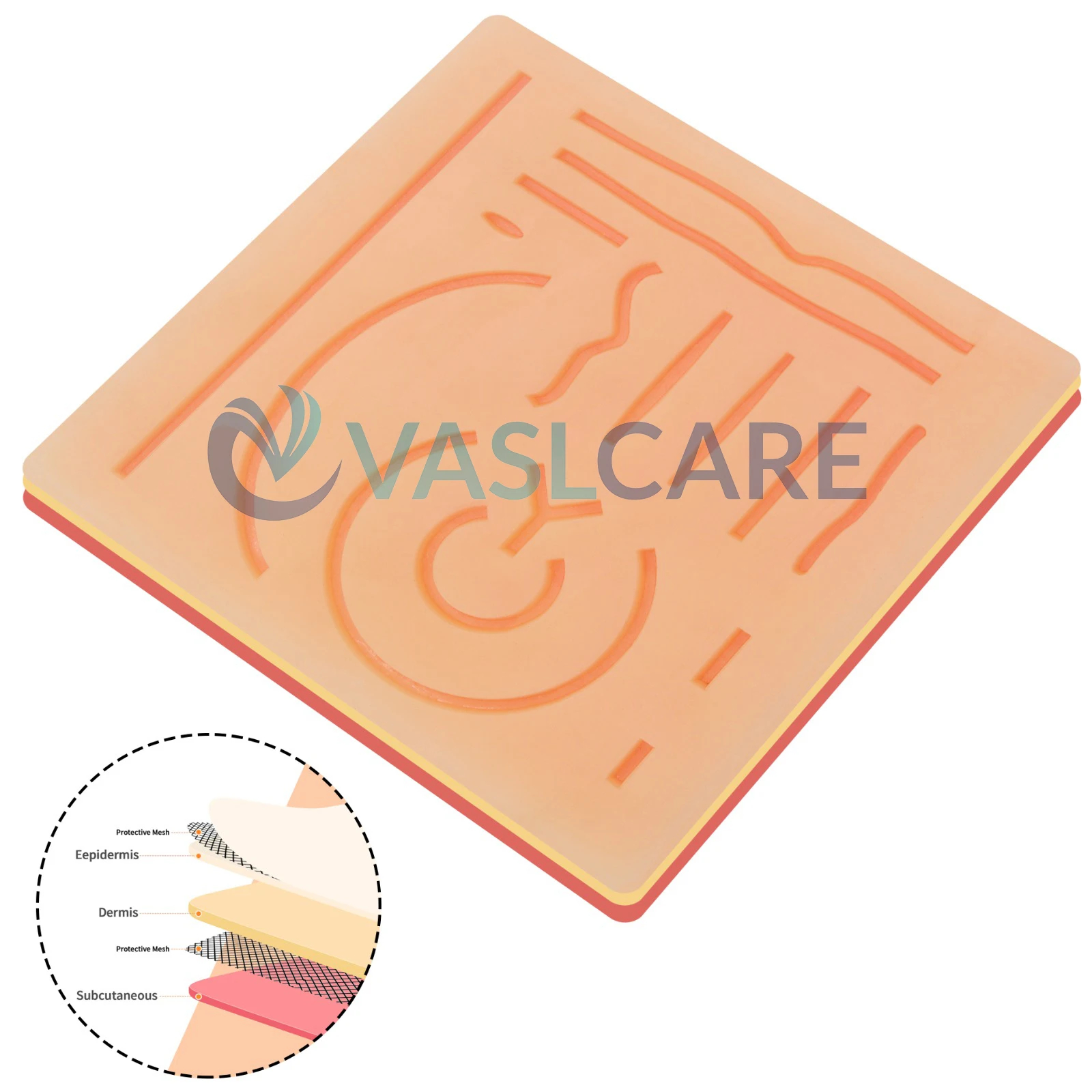 Vaslcare 3-Layer Silicone Suture Training Pad – Realistic Medical ...
