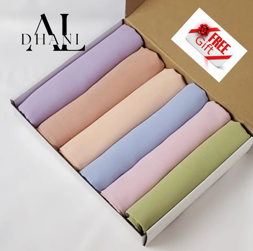 pack of 6 random colours simple chiffon hijab Georgette Hijab Bundle ...