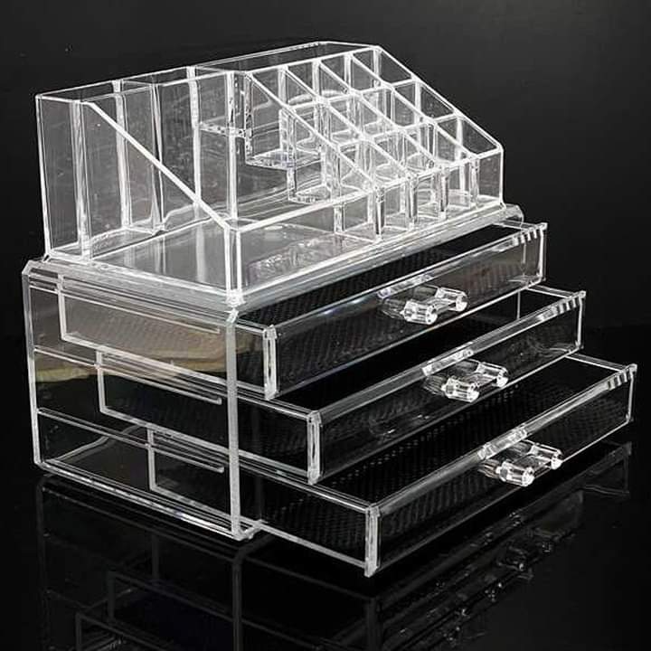 Acrylic 3 Drawers 12 Trapezoid Lipstick Makeup Display Stand Cosmetic ...