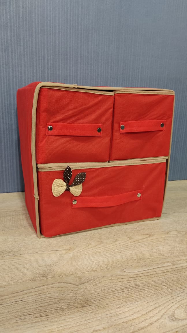 Foldable Storage 2 Layers 3 Drawer Storage Organizer Box Underwear ...