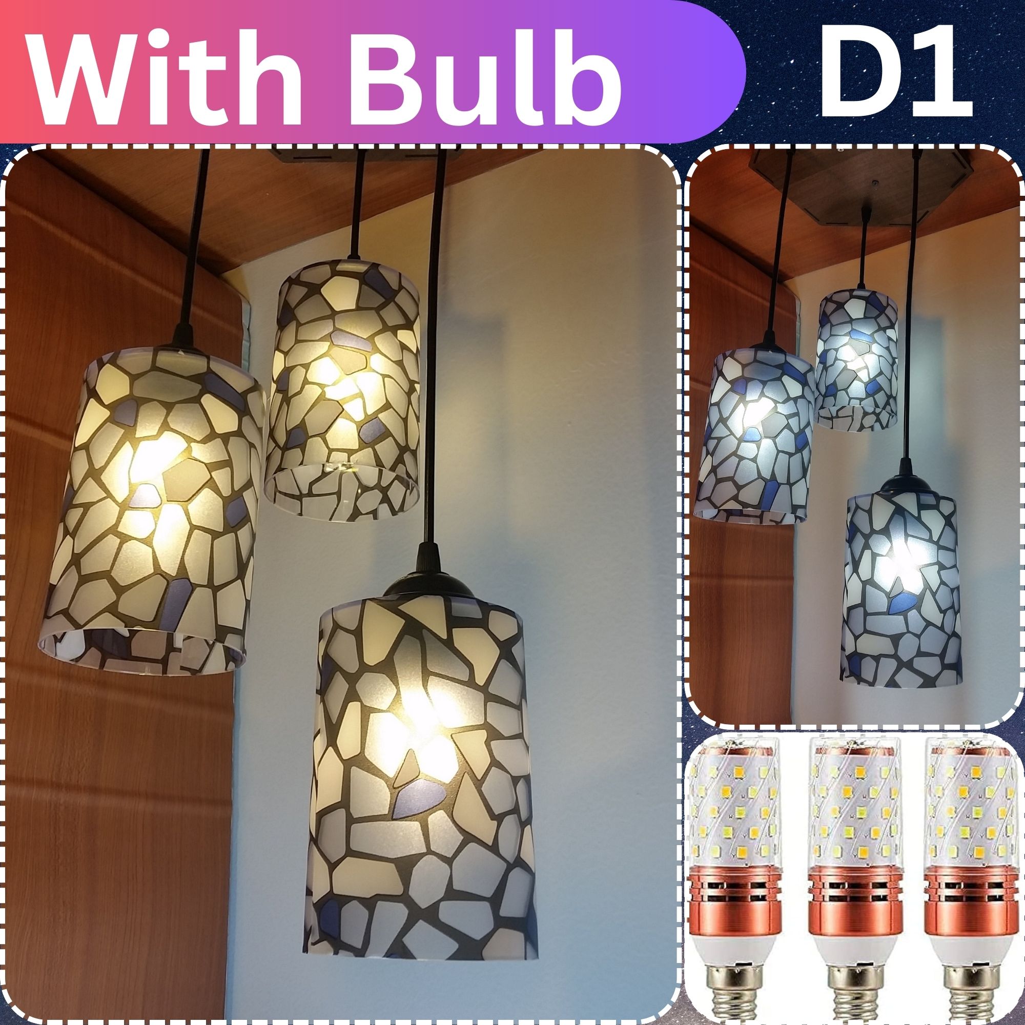 Beautiful Aesthetic Hanging Wall Lamp 3 pcs Set Beautiful Roof Lamp For ...