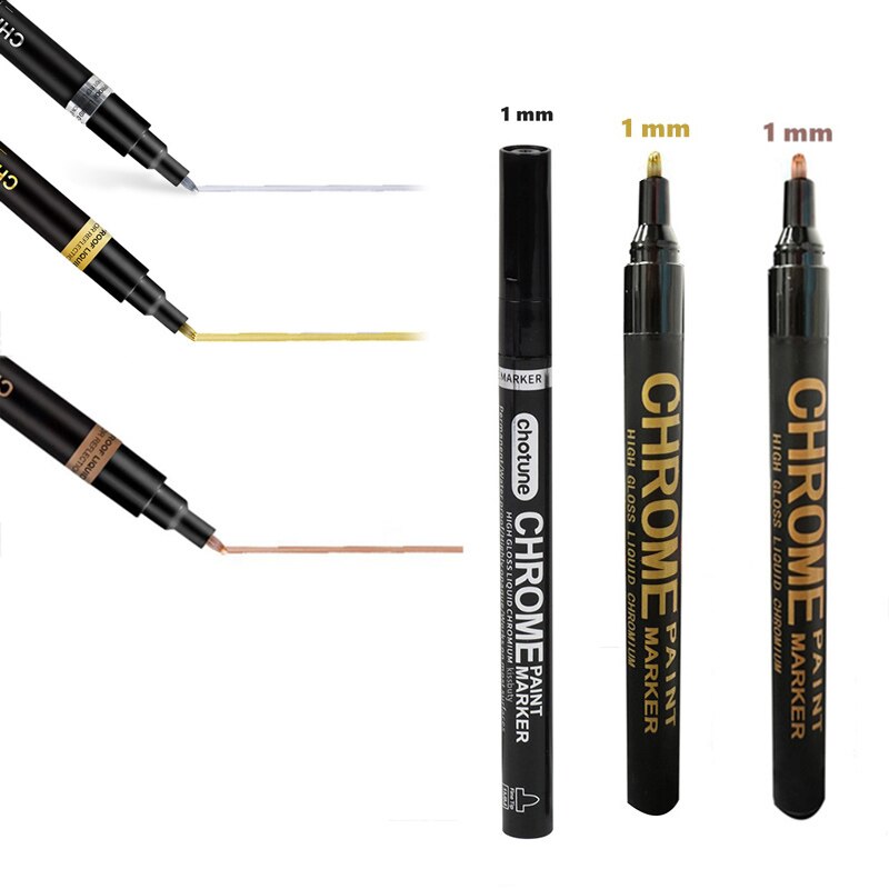 Mirror Gold Silver Marker Pen Reflective Paint Metal Chrome Plate DIY ...