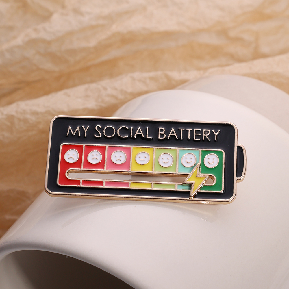 Social Mood Brooch Interactive Mood Social Battery Enamel Pins for ...