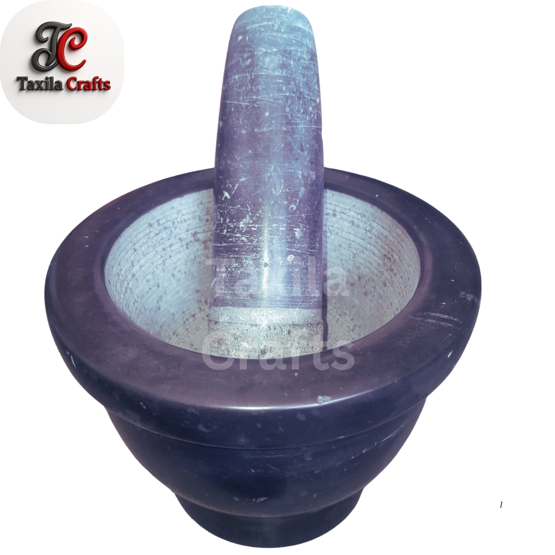 Taxila Crafts Medium Black Stone Imam Dasta | Mortar & Pestle | Kundi ...