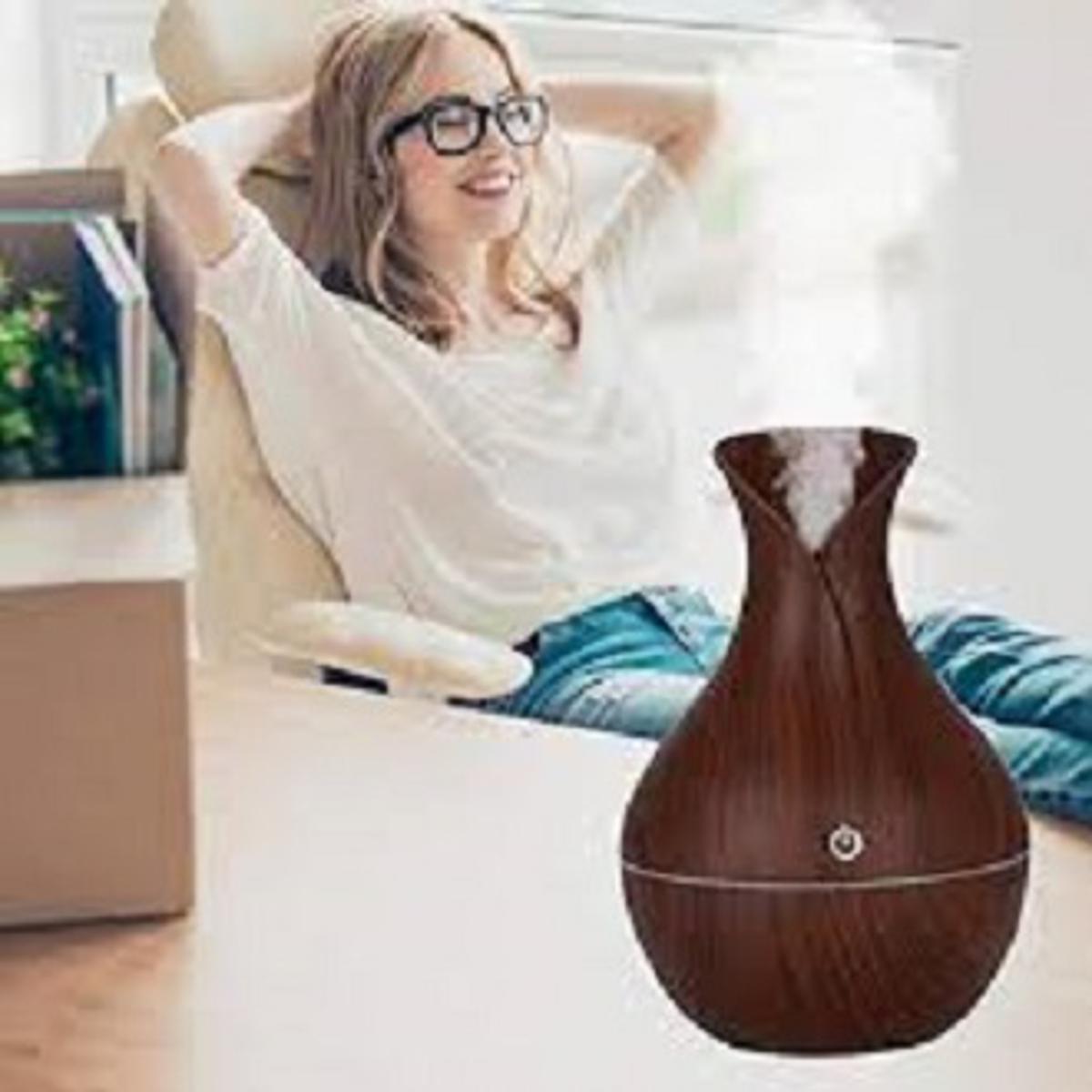 MMTS USB Electric Wood Grain Cool Mist Humidifier Aroma Essential Oil ...