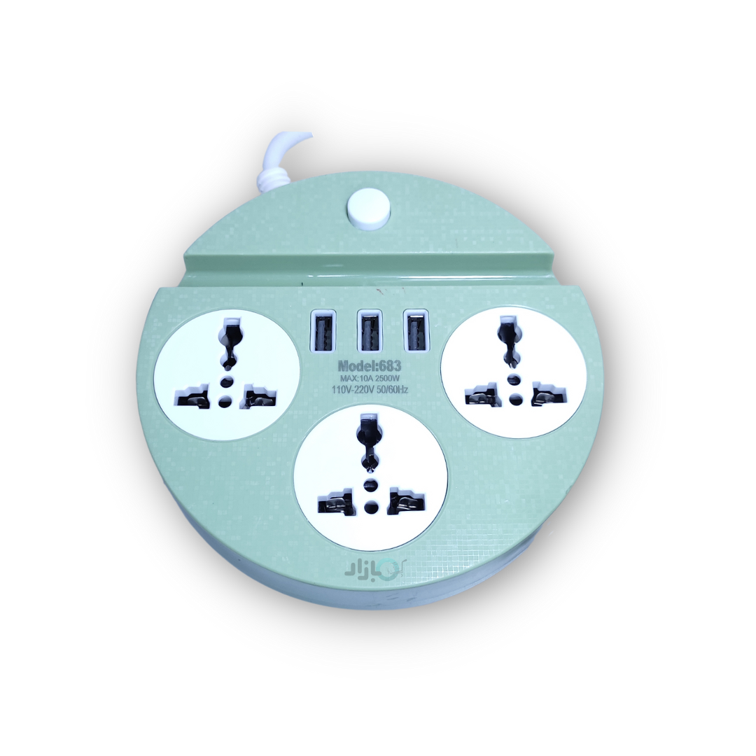 High Quality Extension Board with 3 Power Sockets and 3 USB Sockets for ...