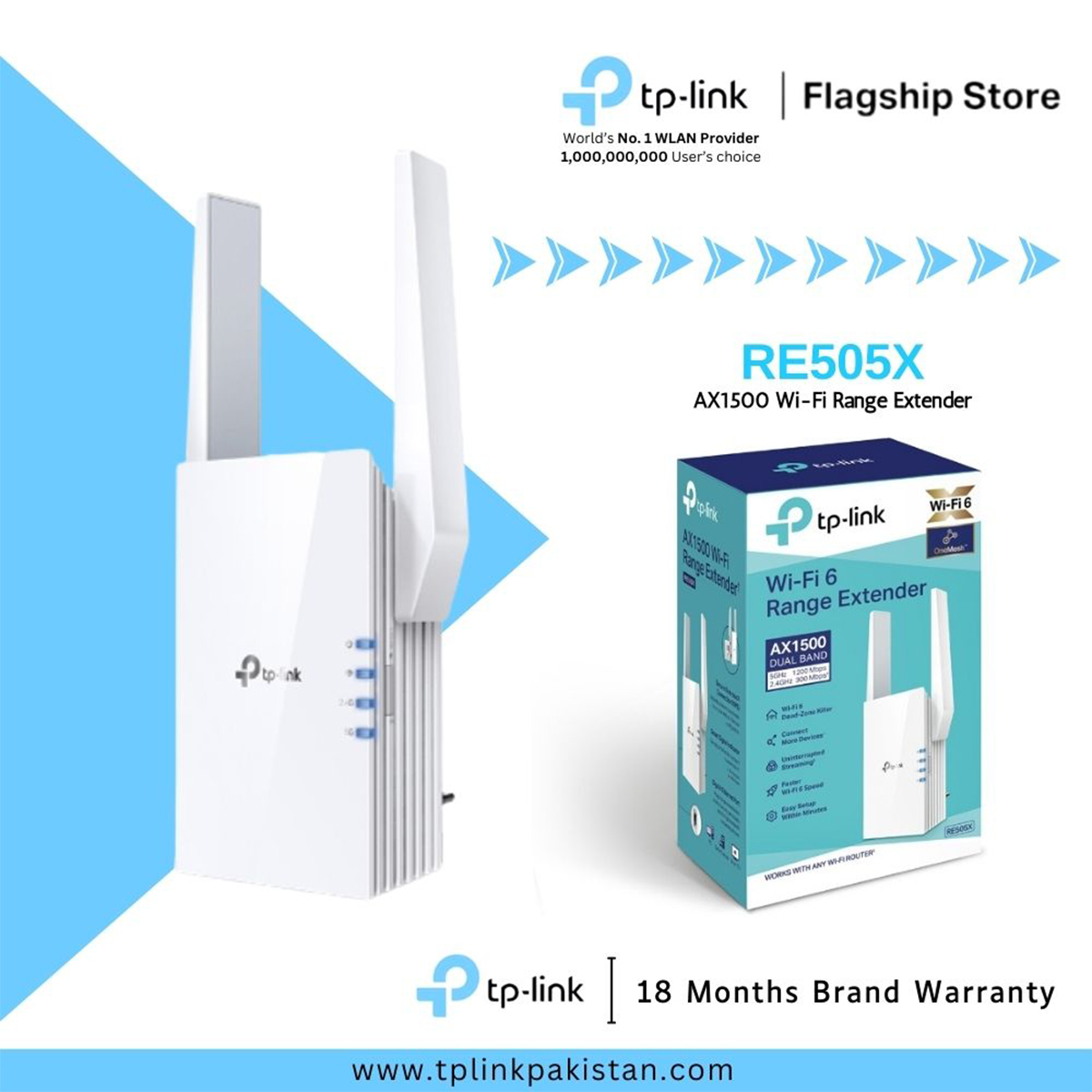 TP-Link Wi-Fi 6 Extender RE505X AX1500 Dual Band Gigabit Wi-Fi 6 Range ...