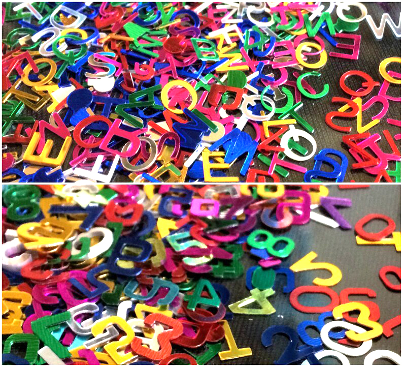 20 Grams Mixed Alphabet Letters and Numbers Digits Sequin (8mm) Cute ...