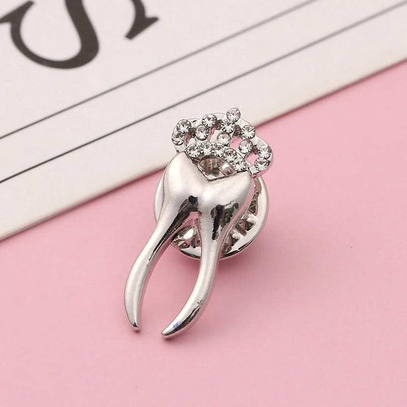 Fashion Tooth Brooches for Women Dress Lapel Pins with Crystal Crown ...
