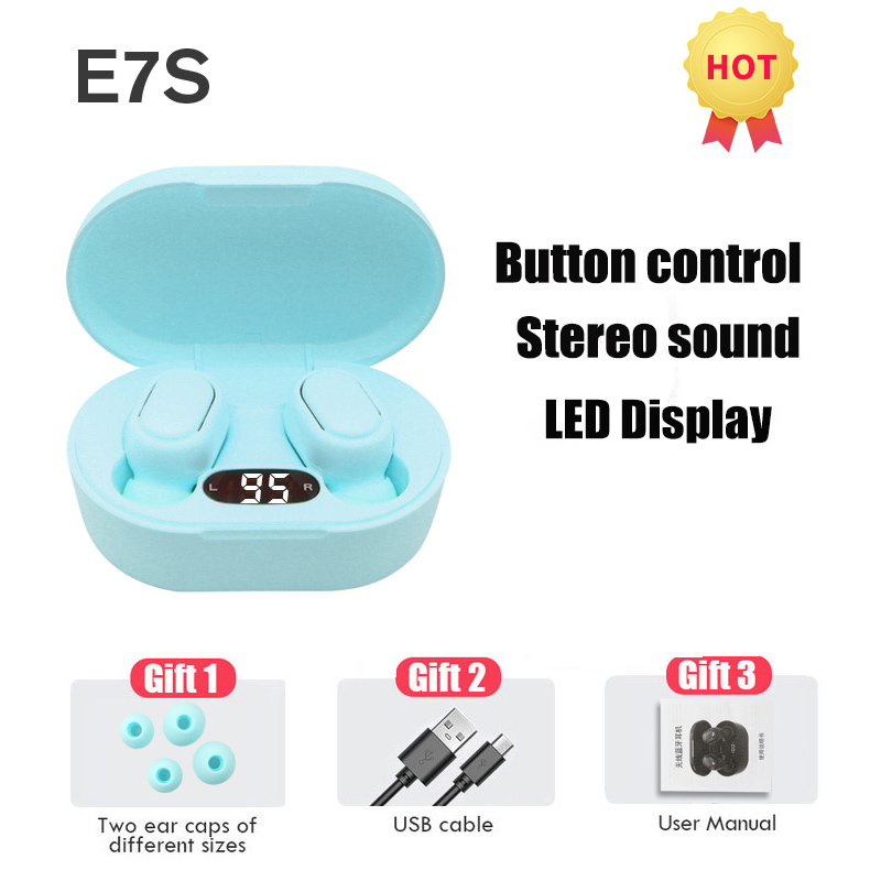 E7S TWS Bluetooth 5.1 Wireless Headphones HIFI Music Earbuds LED ...