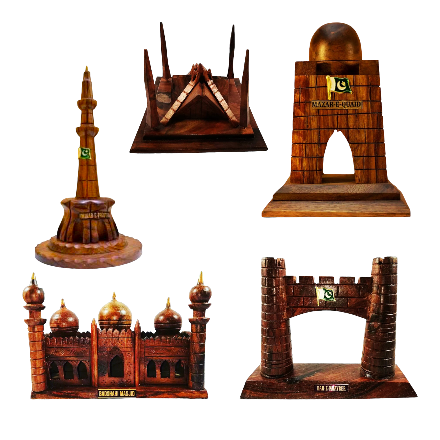 Wooden Pakistan Historical Model's - Faisal Mosque, Minar-e- Pakistan ...