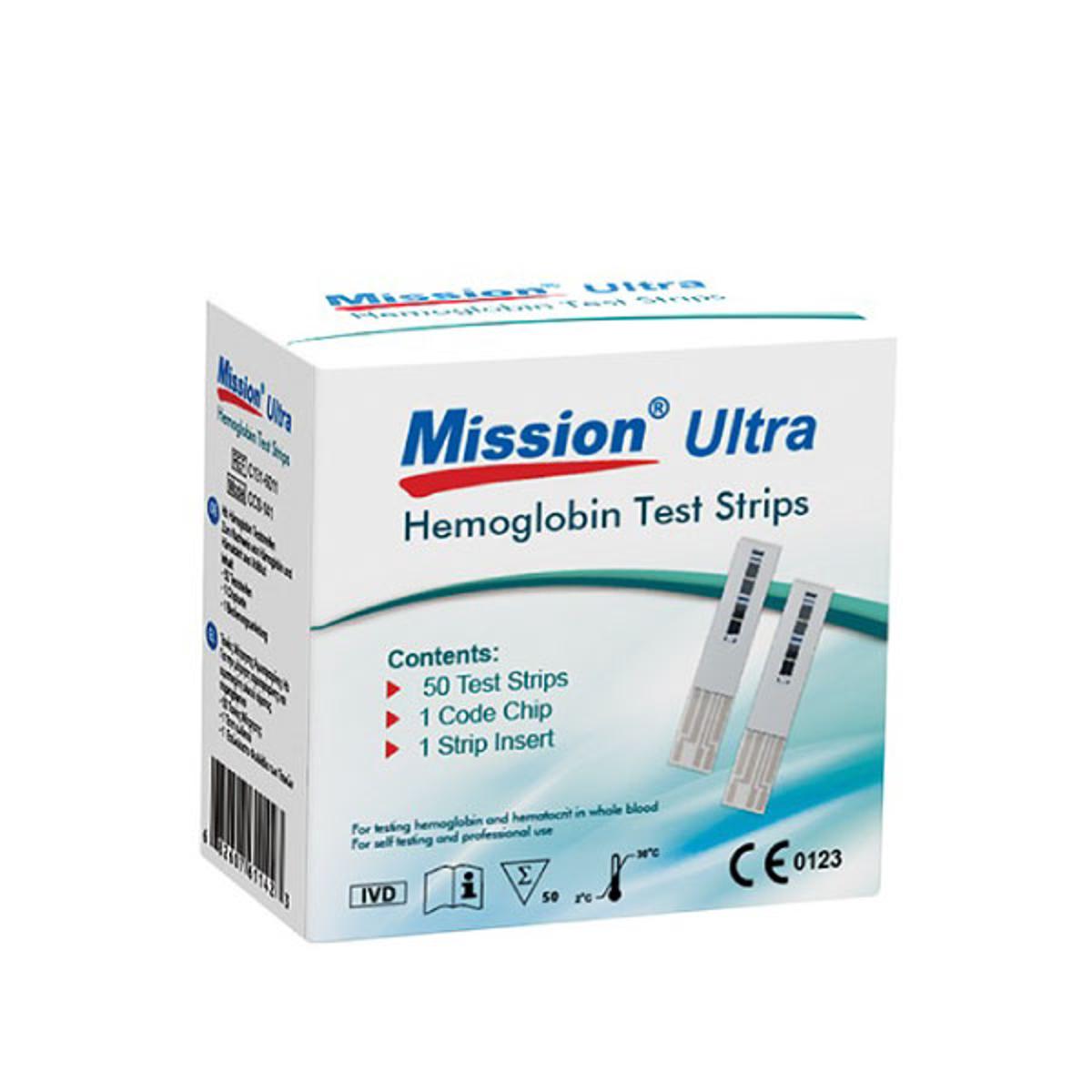 Acon - Mission Ultra Hemoglobin - 50 Strips for Mission Plus Hemoglobin ...