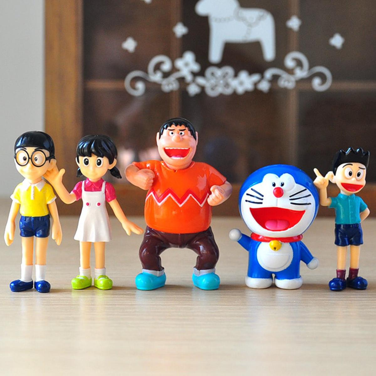 5Pcs/Lot Anime Cartoon Kawaii Doraemon Nobita Nobi Minamoto Shizuka PVC ...