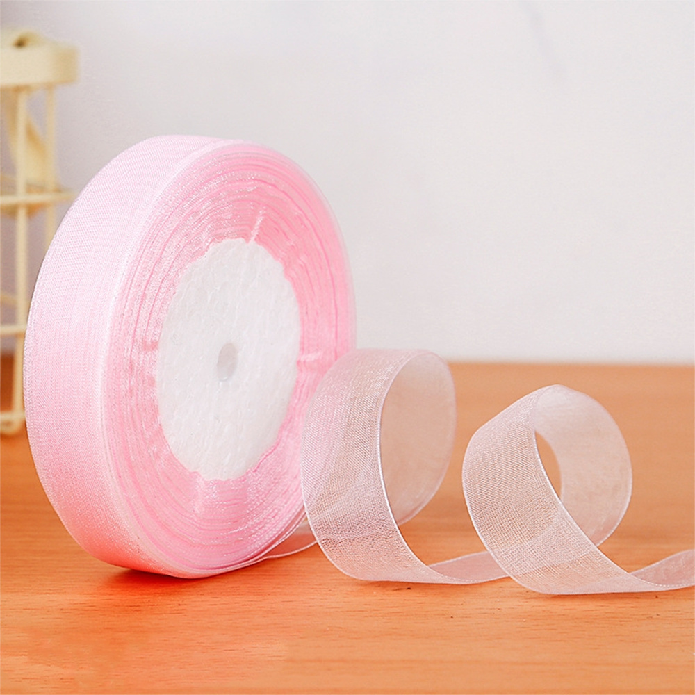 45m Length Chiffon Ribbon Non-fray 1.5cm Width Woven Texture Ribbon ...