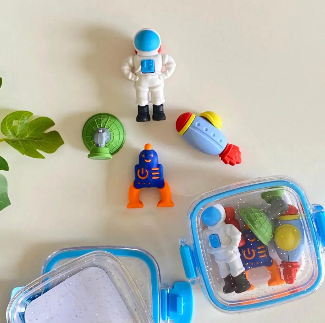 1 box of 4 small / mini erasers (1-3cm) / fancy erasers / rubbers ...