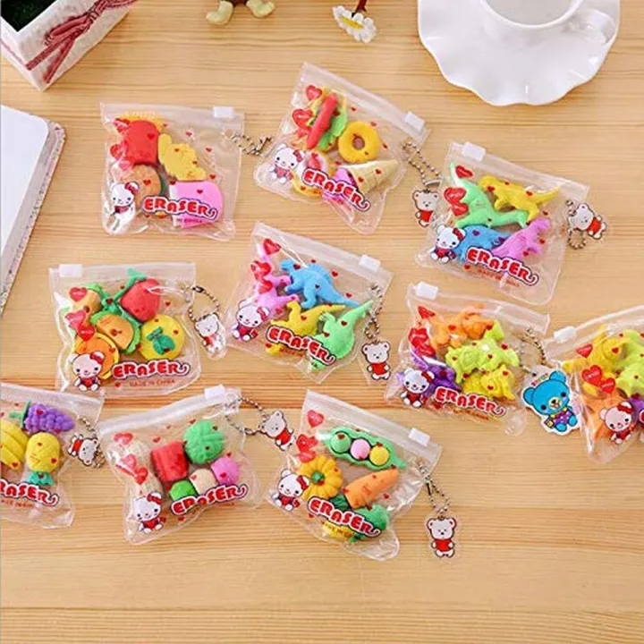 Pack of 8 Pcs Fruit & Vegetable Shape Cute Eraser for kids / Stylish ...