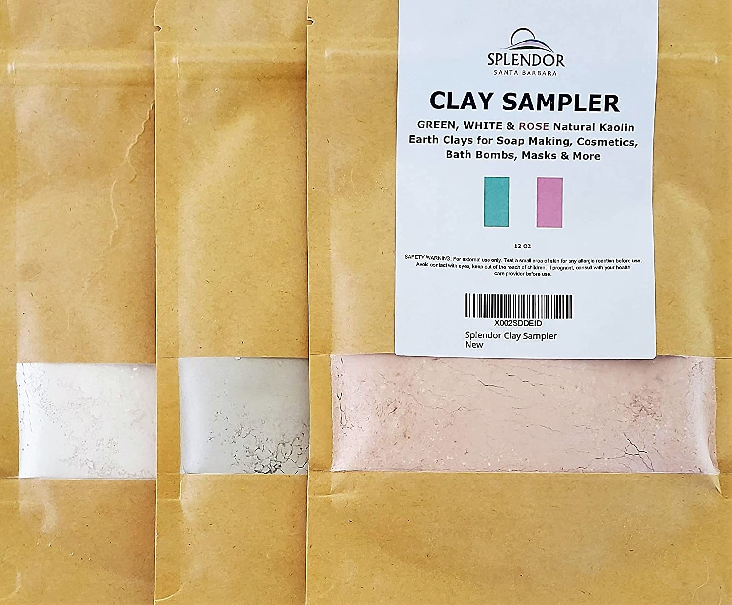 Green, Rose and White Kaolin Clays for Soap Making, Color Pigment ...