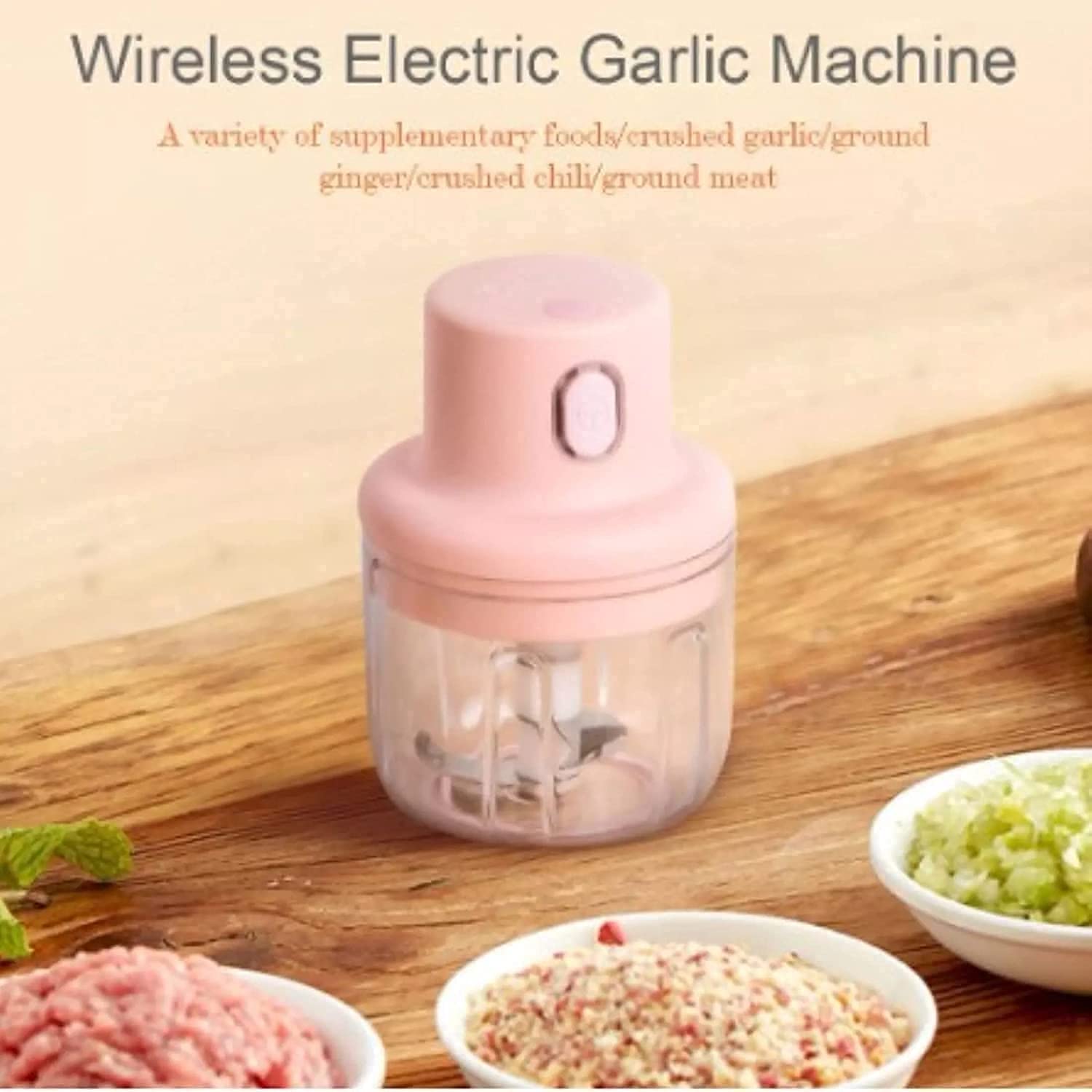 Portable Electric USB Rechargeable Fruit Vegetable Onion Garlic Cutter Mixer Blender Mincer ...