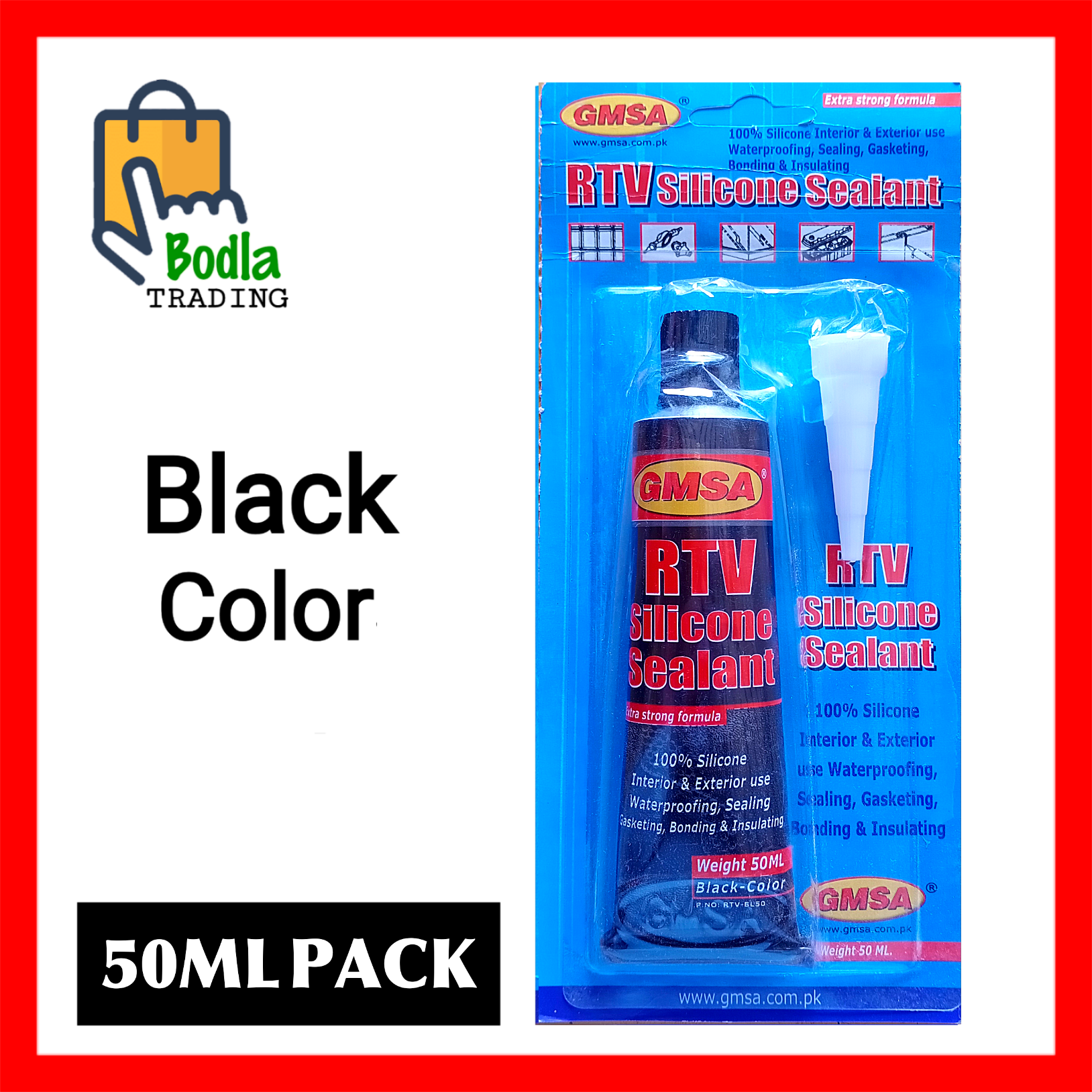 GMSA RTV Silicone Sealant 50ML Tube (Transparent,Grey,Black)- Best For ...