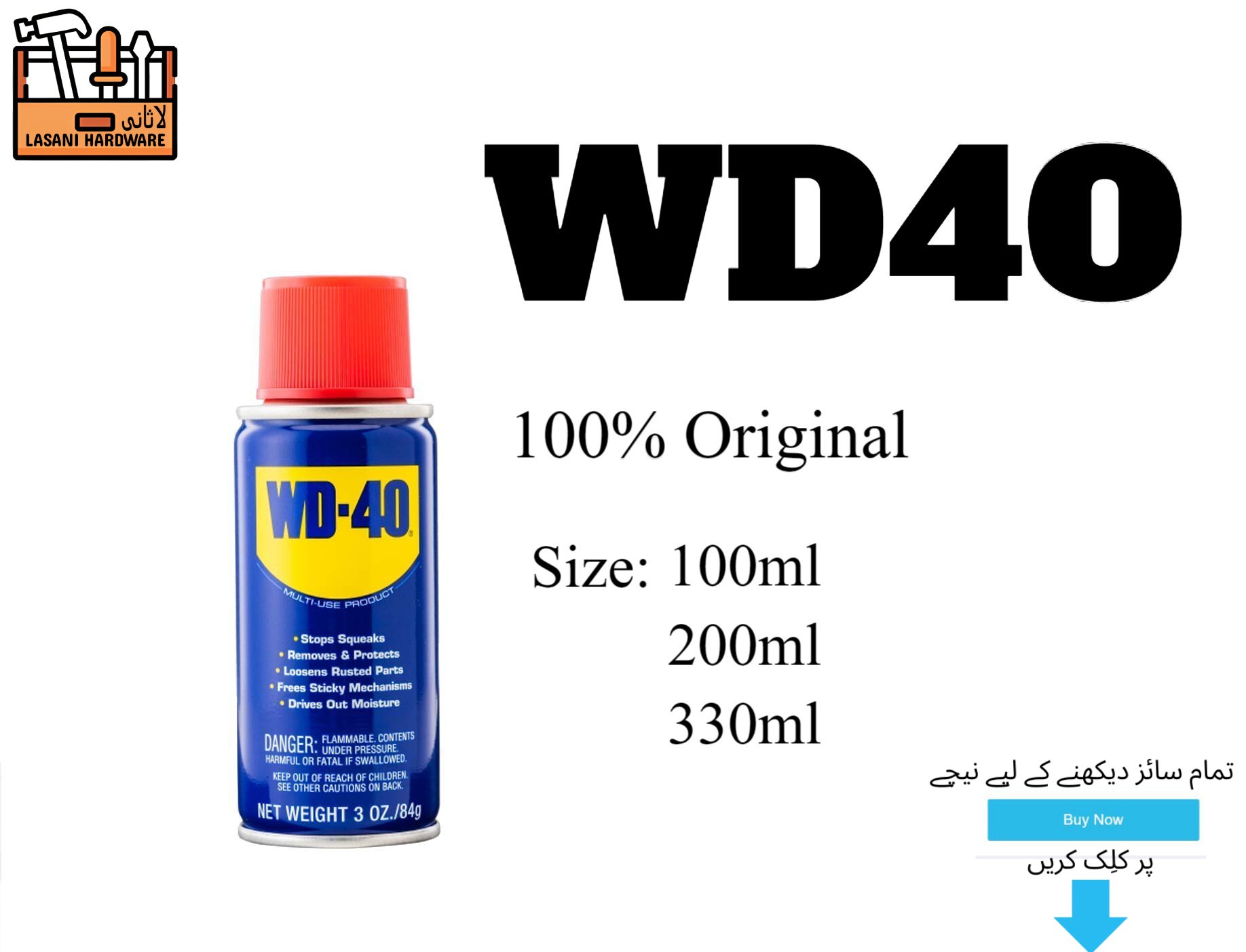 WD40 Spray (100% Original)(100-200-330ml) Anti-Rust Lubricant Spray ...