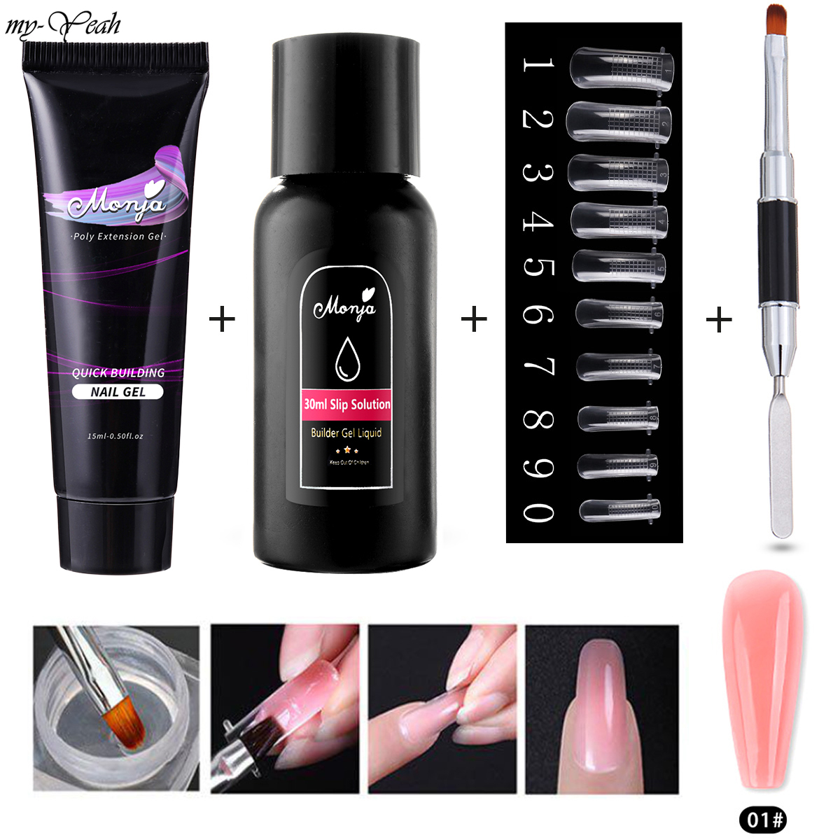 Myyeah 4Pcs/Set Nail Art UV Builder Gel Nail Quick Extension Nail ...