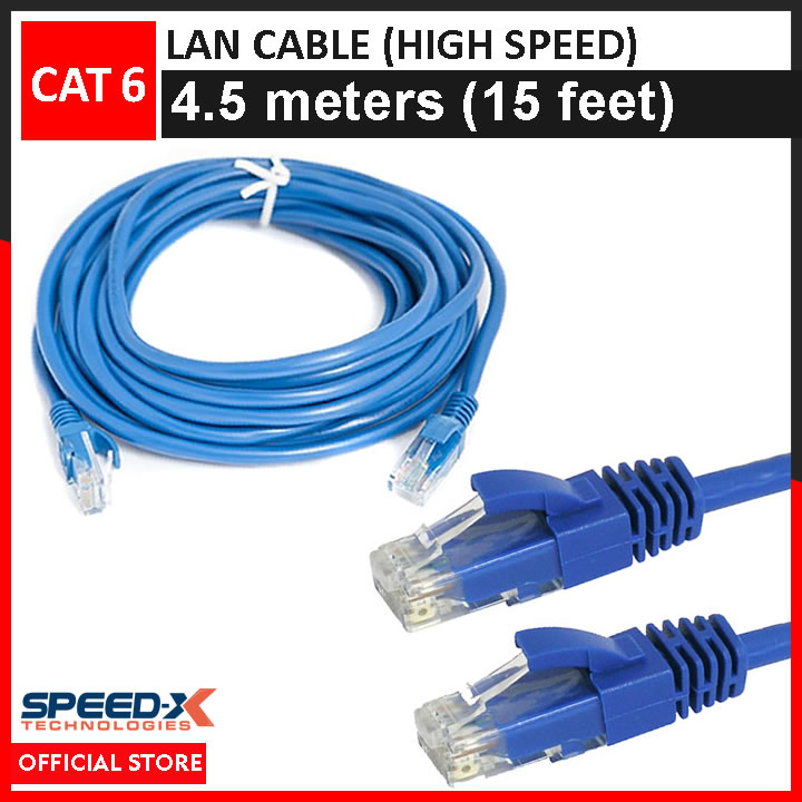 SpeedX LAN Cable 4.5 meters (15 feet) Cat 6 Ethernet Cable FIXED ...
