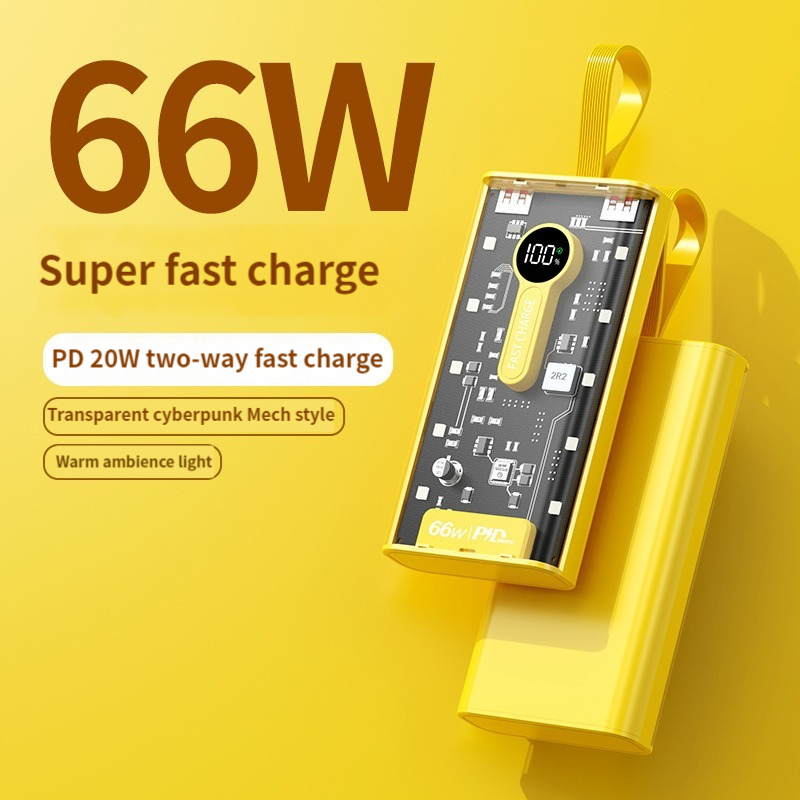 20000mAh 66W Transparent Power Bank – PD Fast Charging Power Bank for ...