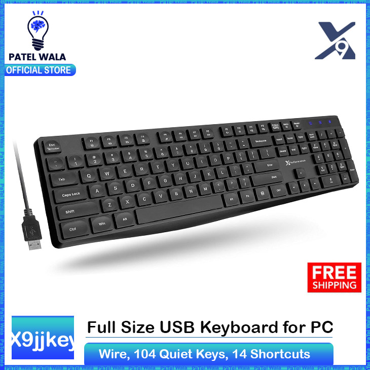 X9 Performance Wired Keyboard - Ultra Slim Full Size Ergonomic Computer ...
