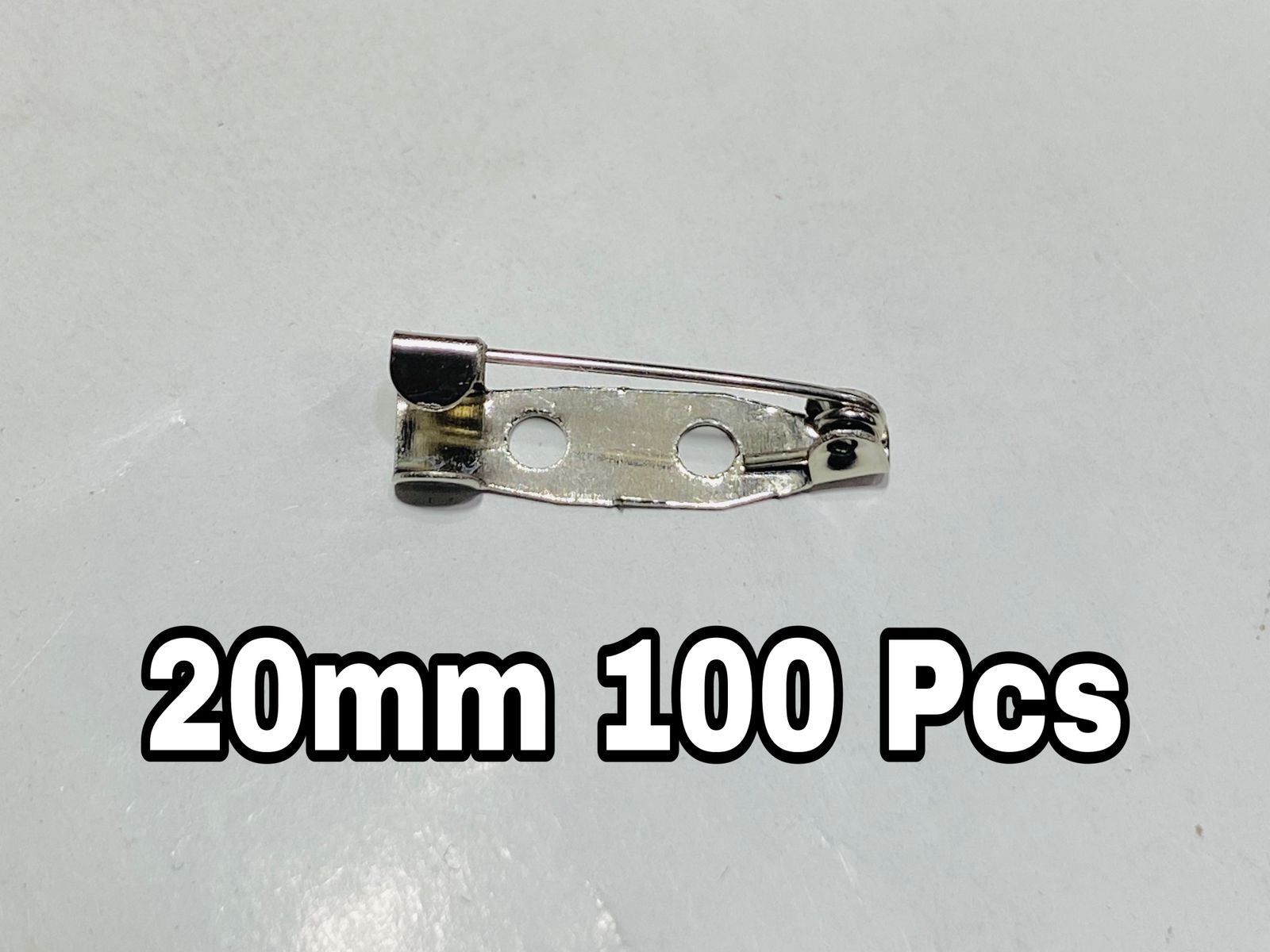 50 Pcs 15mm & 20mm Silver Brooch Base Back Bar Badge Holder Safe Lock ...