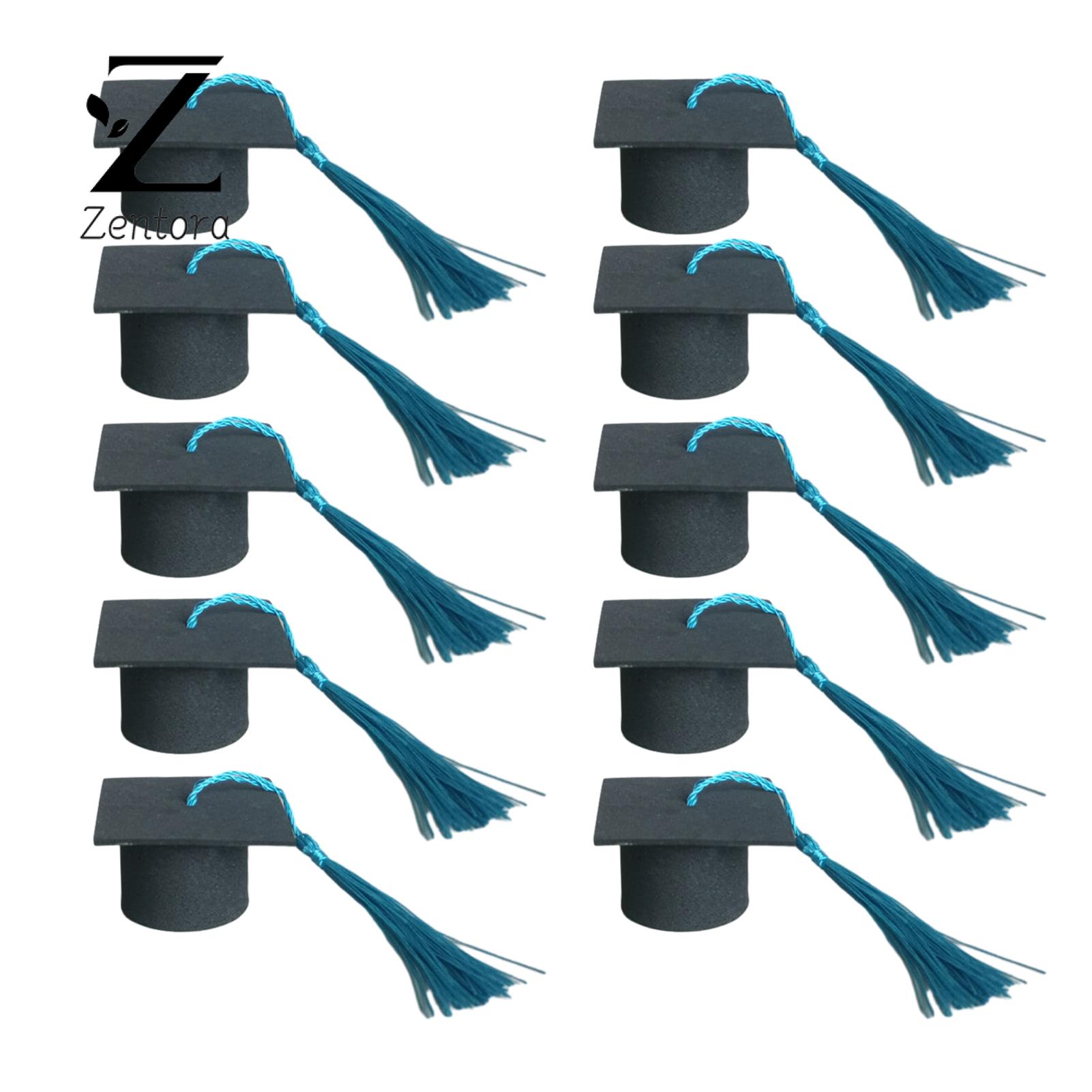 Zentora Bachelor Cap Ornament 10 Pcs Graduation Cap Cake Toppers with ...