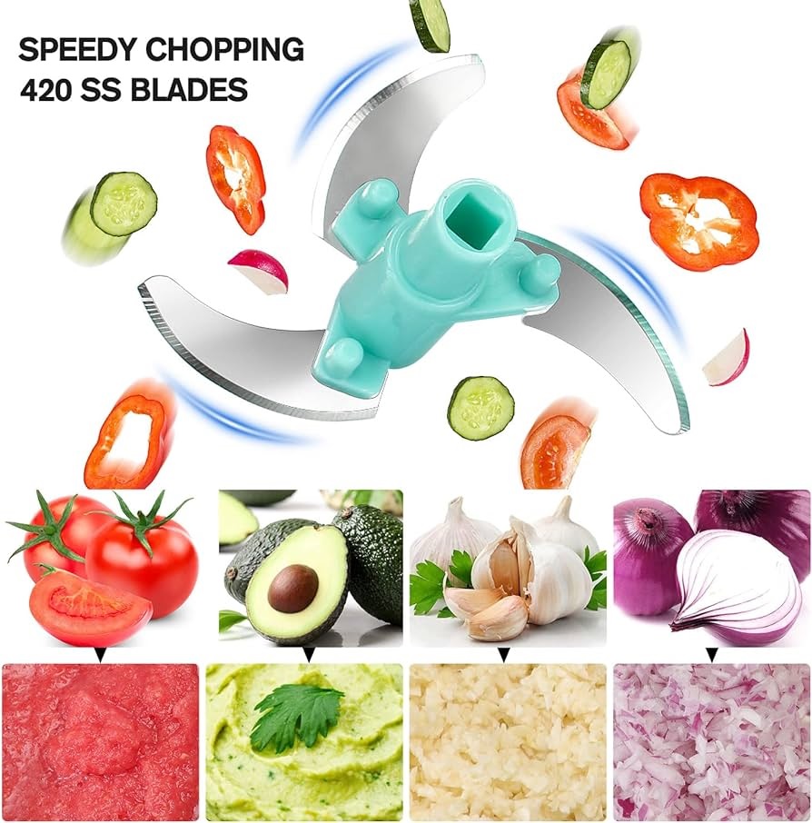Manual Food Chopper 0.7L, Speedy Chopper with 3 Curved Stainless Steel ...