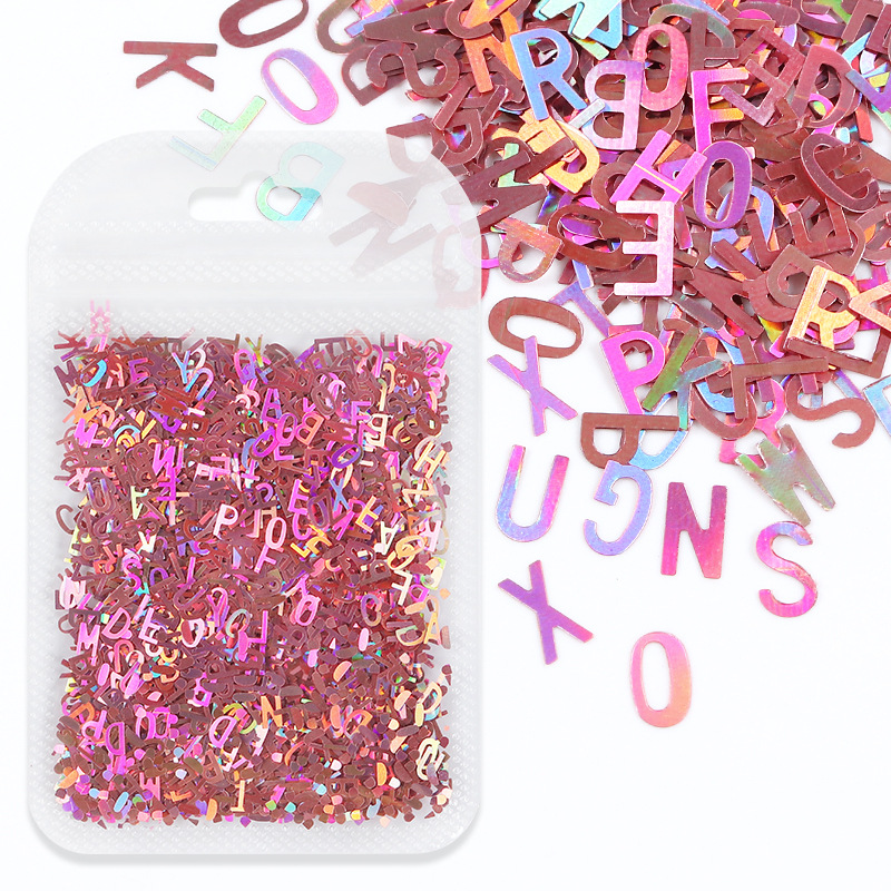 RHS Online 10g Holographic Glitter English Alphabet Flakes Laser Letter ...