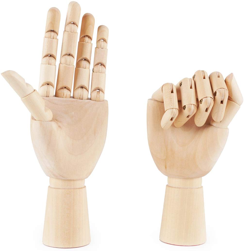 Wooden Hand Manikin Jointed Articulated Flexible Fingers Hand Mannequin ...