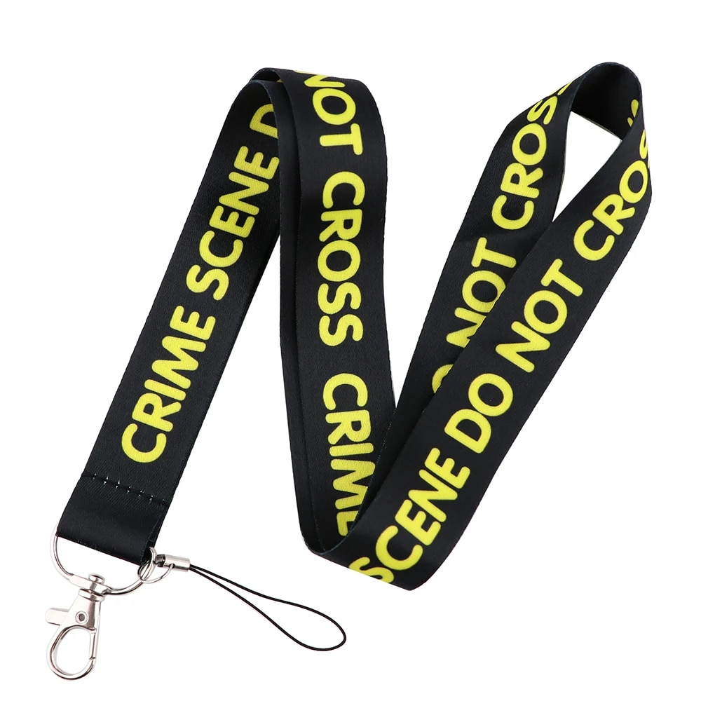 YQ1221 Warning Sign Keychain Lanyard VIP Phone Rope Crime Scene Neck ...