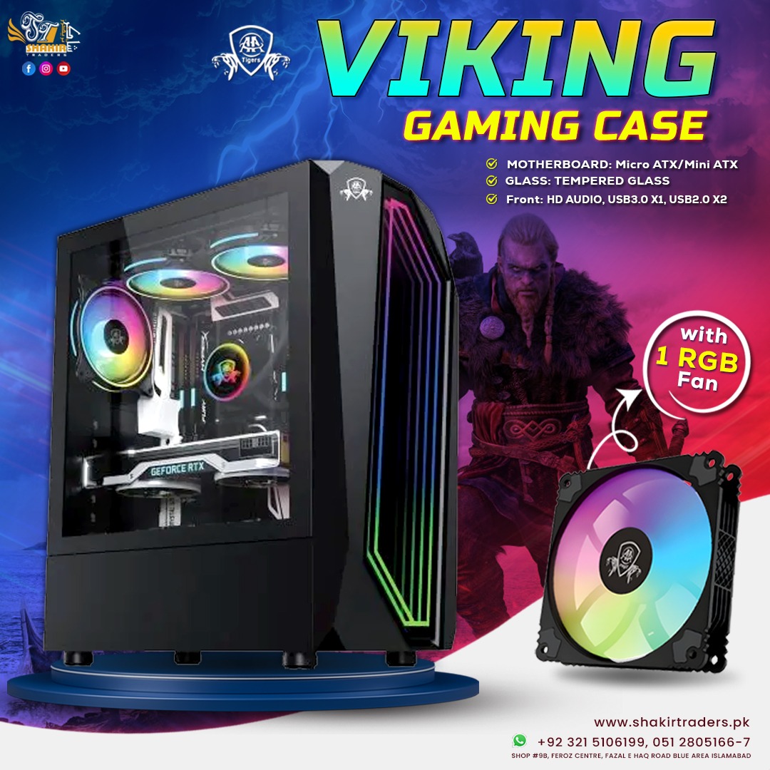 AA Tiger Viking Black ATX Gaming PC Case with 1 RGB Fan | Micro ATX PC ...
