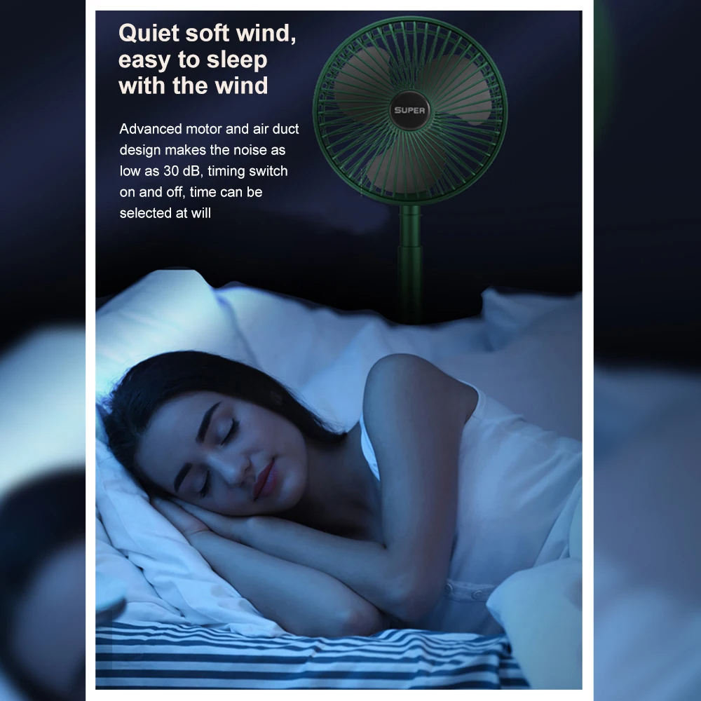 Portable USB Rechargeable Fan Telescopic Folding Desktop Fan Low Noise ...