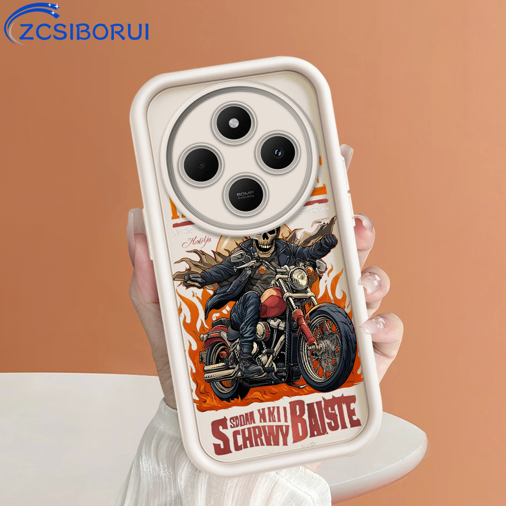 ZCSIBORUI for Redmi 14C Back Cover Motorcycle Skulls Pattern Soft ...