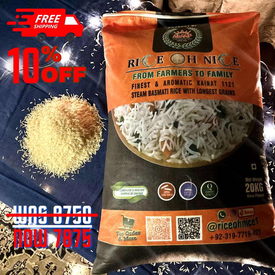 Export Quality Pure Kainat 1121 Steam Basmati Rice - 20 KG | Daraz.pk