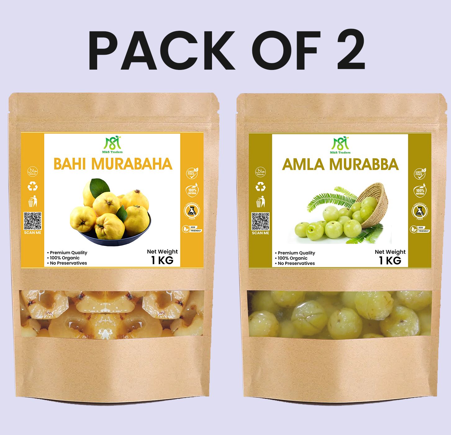 Pack Of 2 Bahi Murabba ( Qunce / Queen Apple Preserve ) Behi / Bahi Ka ...