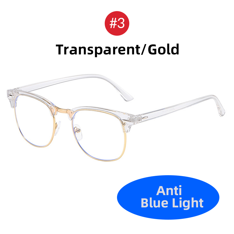 2024 Classic Transparent Frame Semi Rimless Blue Light Blockin Glasses ...
