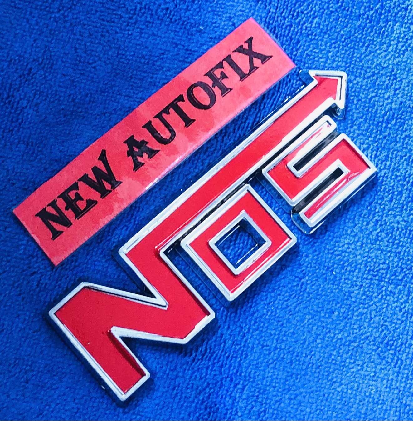 Car Styling Plastic NOS Emblem 04 Inches Red n Silver 01 PC | Daraz.pk