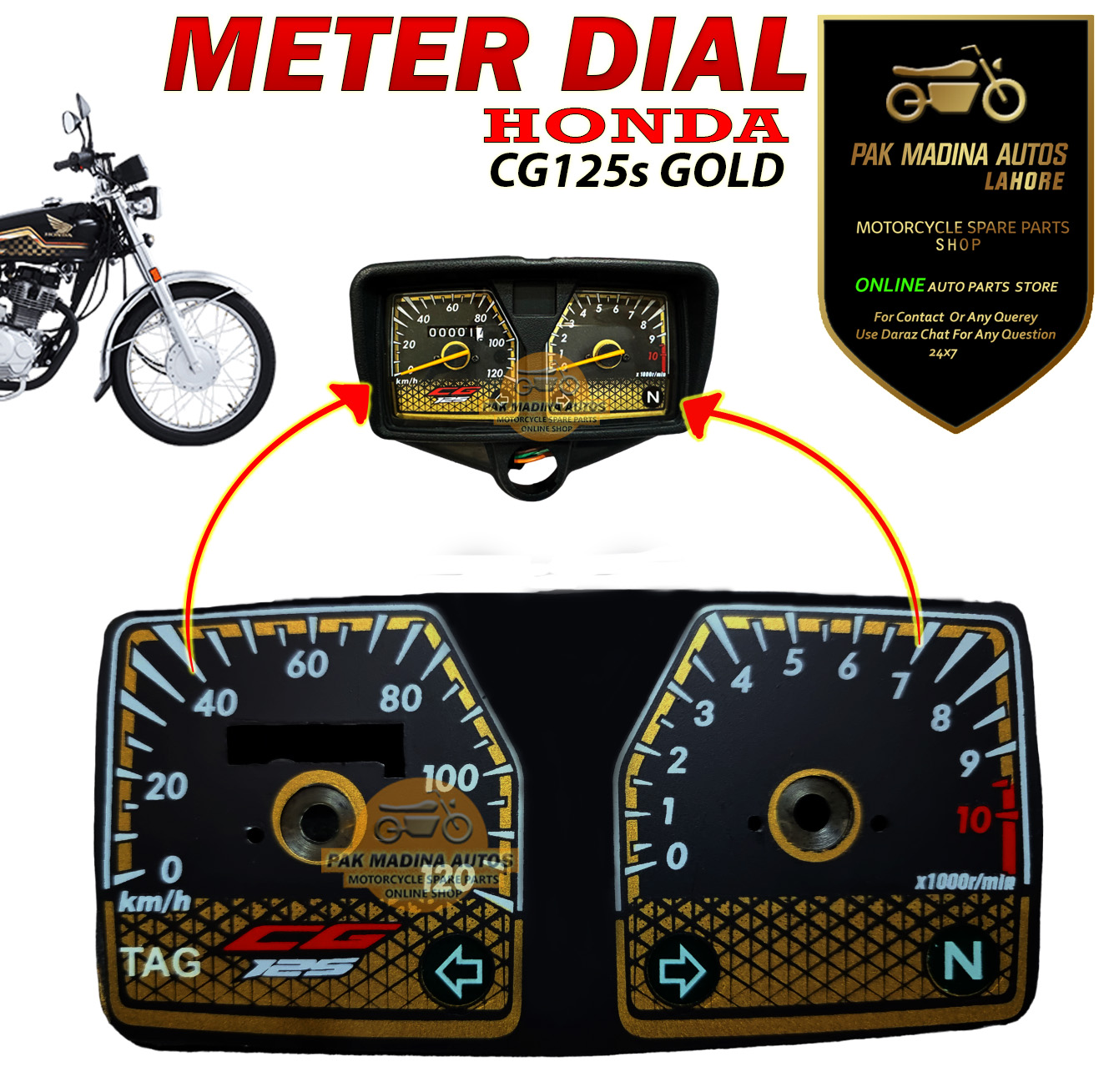 METER DIAL HONDA CG125 Gold Edition | Daraz.pk