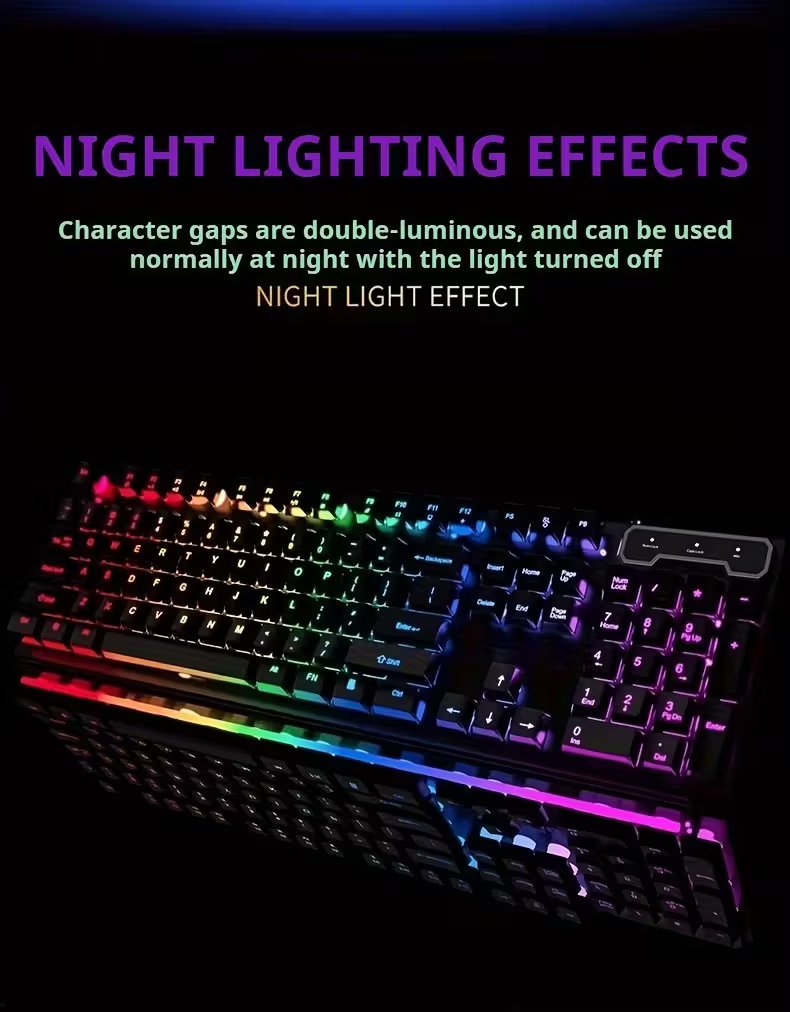 RGB Gaming Keyboard & Mouse Combo - 7 Colour Wired RGB Mouse and ...