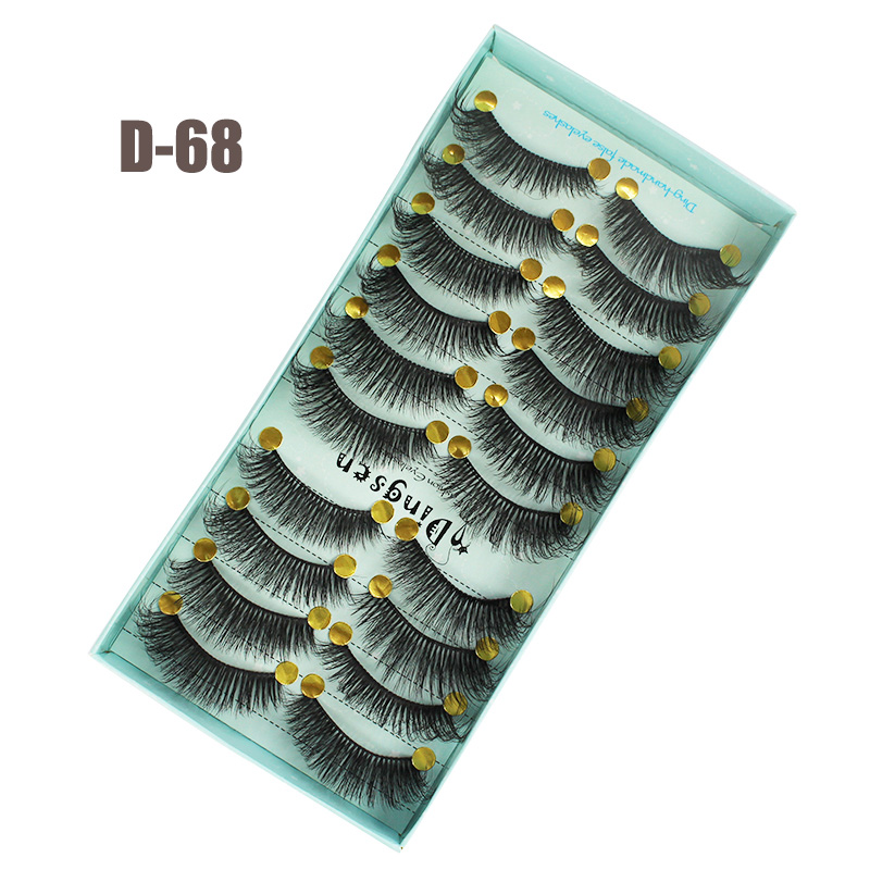 QC HQ 10 Pairs with glue set natural makeup False Eyelashes One piece ...