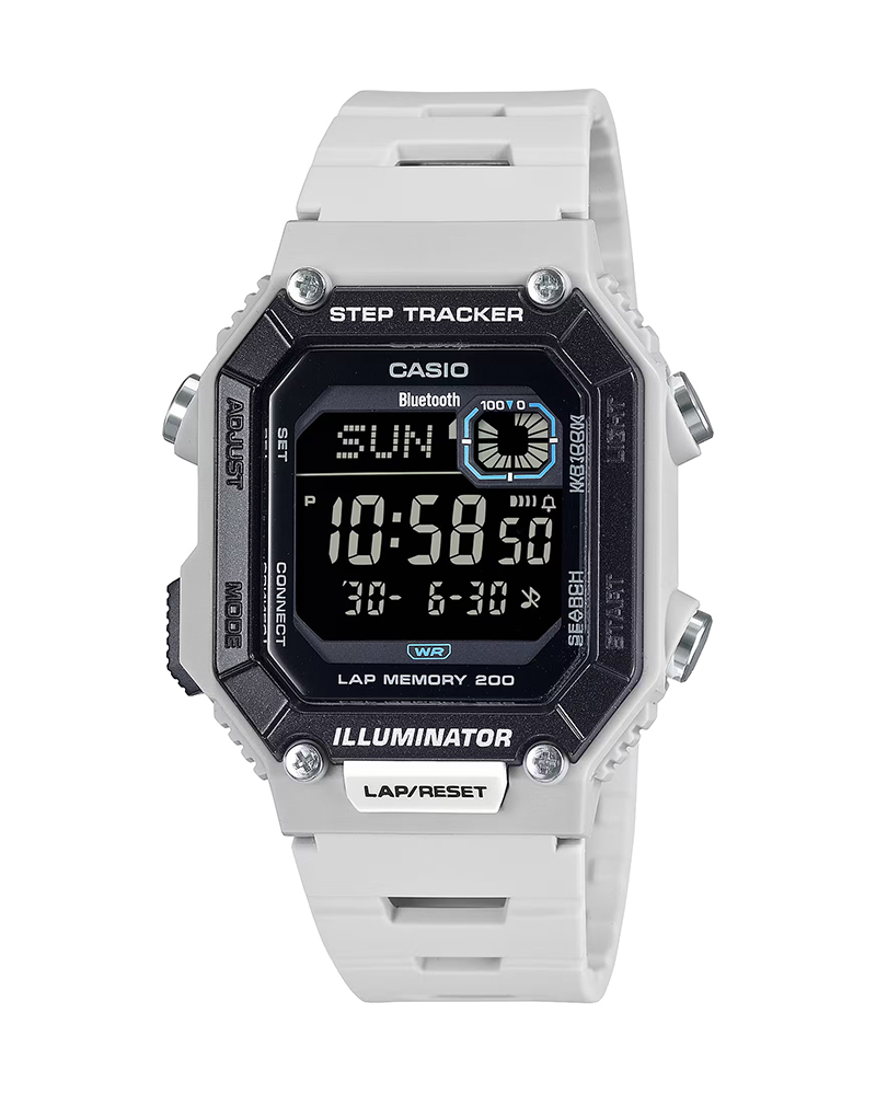 Casio General Standard Mens White Resin Case Square Digital Bluetooth ...